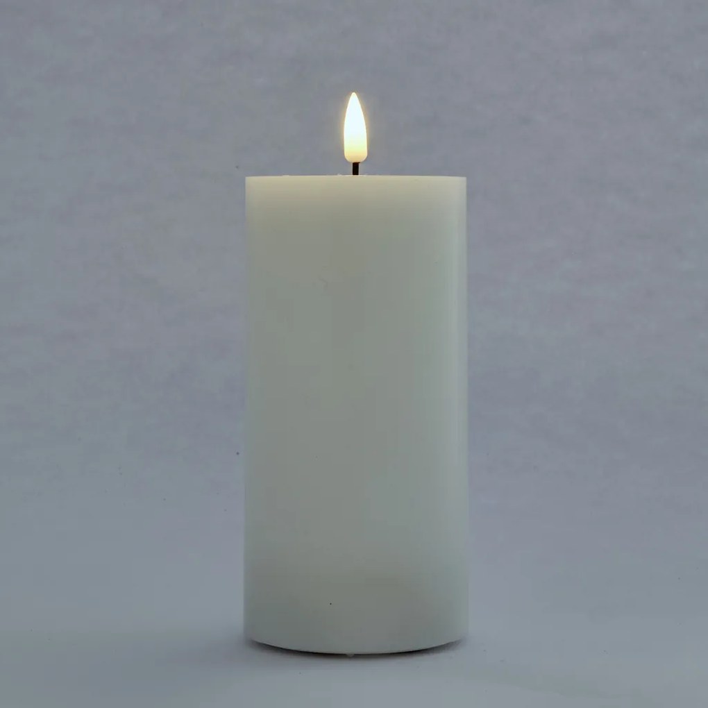 LED svíčka z pravého vosku na baterie, Ø 7,5 × 12,5 cm, bílá, 2× AA