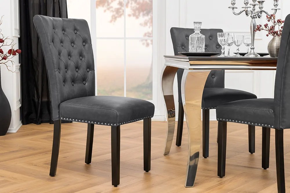 Designová židle Queen II černo-šedá ekokůže
