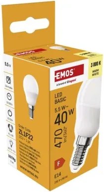 Emos lighting LED žárovka Basic Mini Globe / E14 / 5,5 W (40 W) / 470 lm / teplá bílá 1525731246