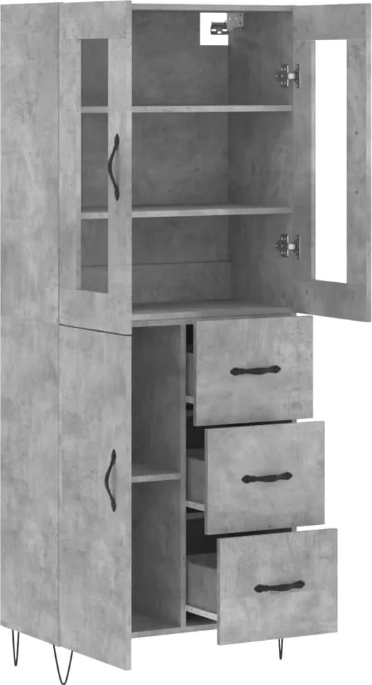 Skříň highboard betonově šedá 69,5x34x180 cm kompozitní dřevo 3198501