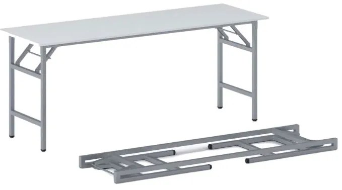 Konferenční stůl FAST READY, 170x50 cm, šedostříbrná podnož, bílá
