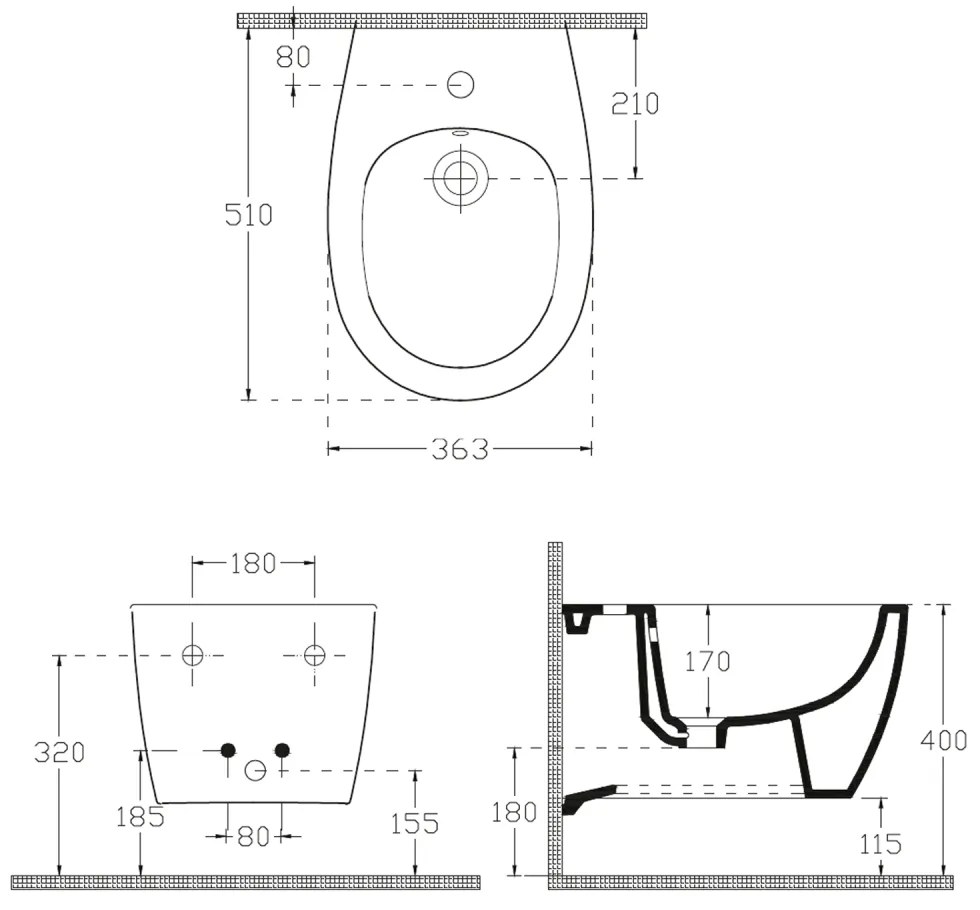 Isvea SENTIMENTI bidet závěsný, 36x51cm, bílá 10AR41010SV