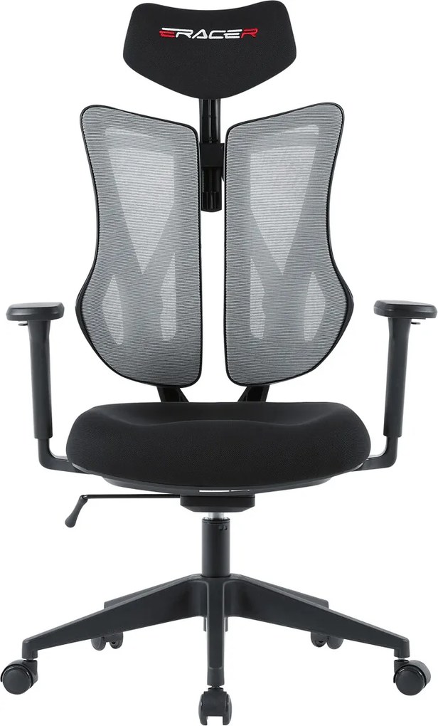 Ergonomická kancelářská židle E-racer VANTOR - šedá síťovina