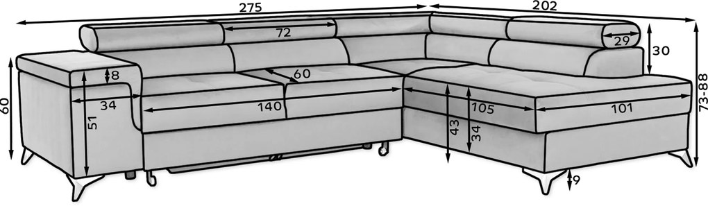 Eltap Rohová sedací souprava Eridano Materiál a barva potahu: Raquel 18 - béžová, Orientace: levá