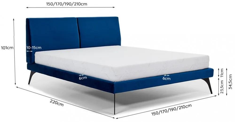 Stylová čalouněná postel CALI 140x200 cm Monolith 1