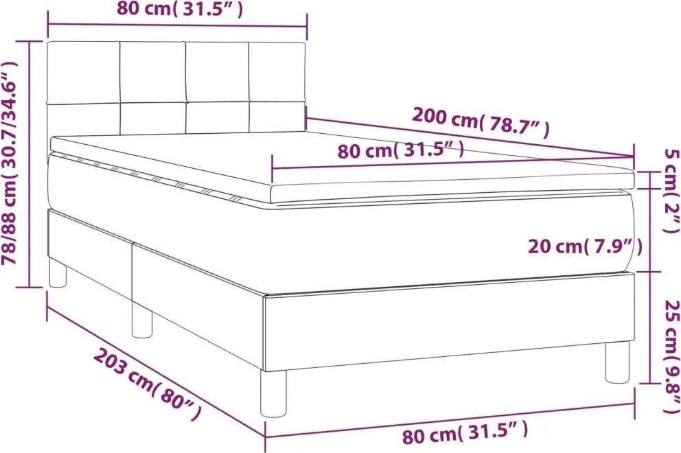 Box spring postel s matrací krémová 80 x 200 cm textil 3140014