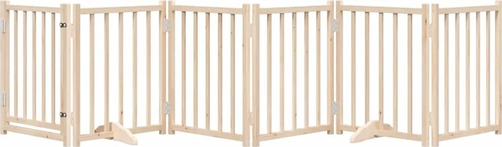 vidaXL Zábrana pro psy s dvířky skládací 6 panelů 300 cm jedle [352285] Barva: Přírodní