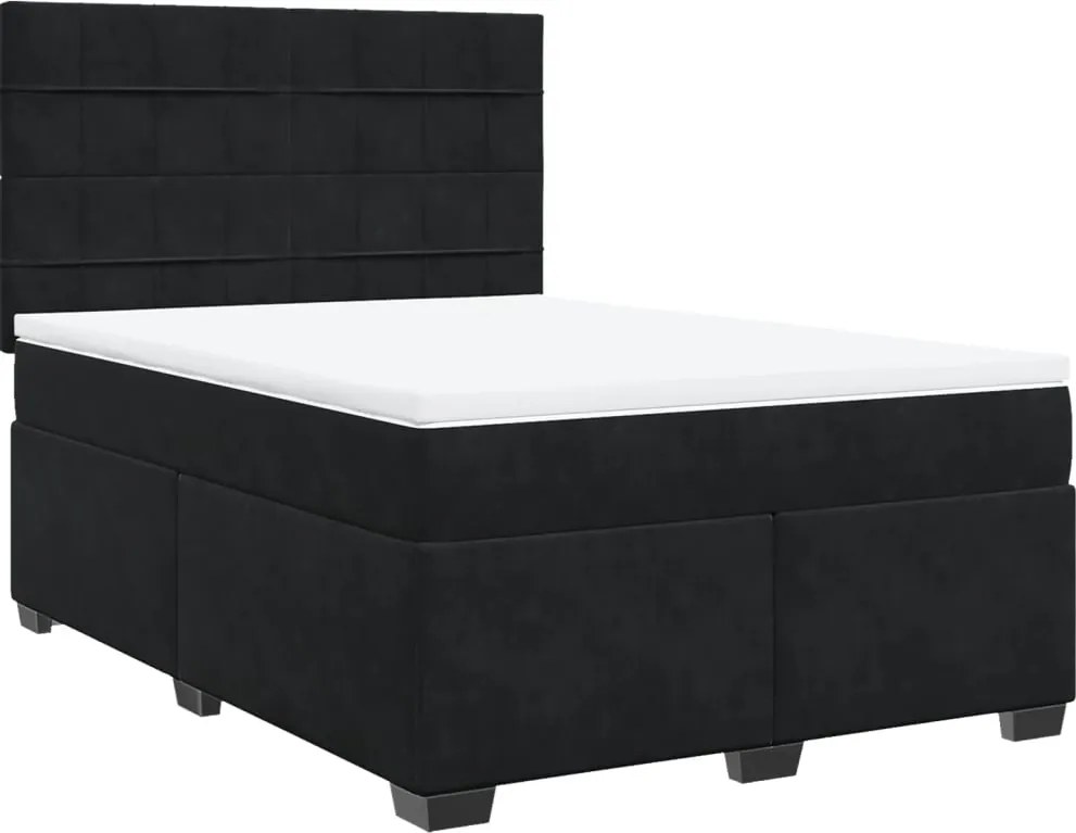 Box spring postel s matrací černá 160x200 cm samet 3293256