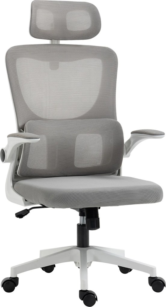 Ergonomická kancelářská židle Vinsetto, pracovní židle s nastavitelnými opěrkami, opěrkou hlavy, naklápěcí funkcí, výškově nastavitelná otáčecí židle…