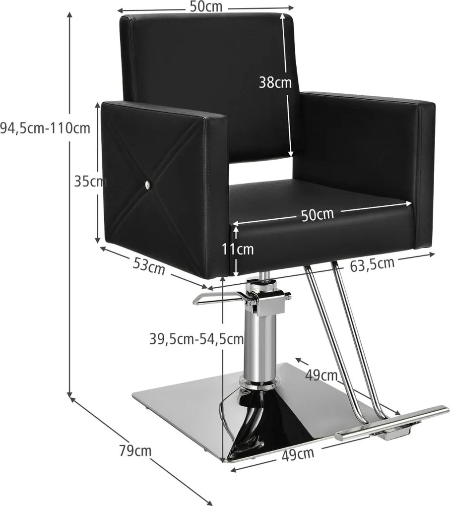 Costway Kadeřnické křeslo výškově nastavitelné kadeřnické křeslo s hydraulickou
