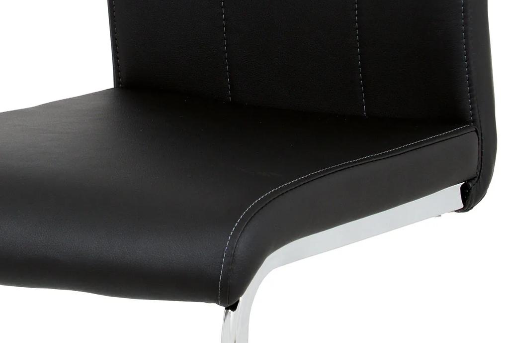 Jídelní židle NADIA, chrom/černá koženka
