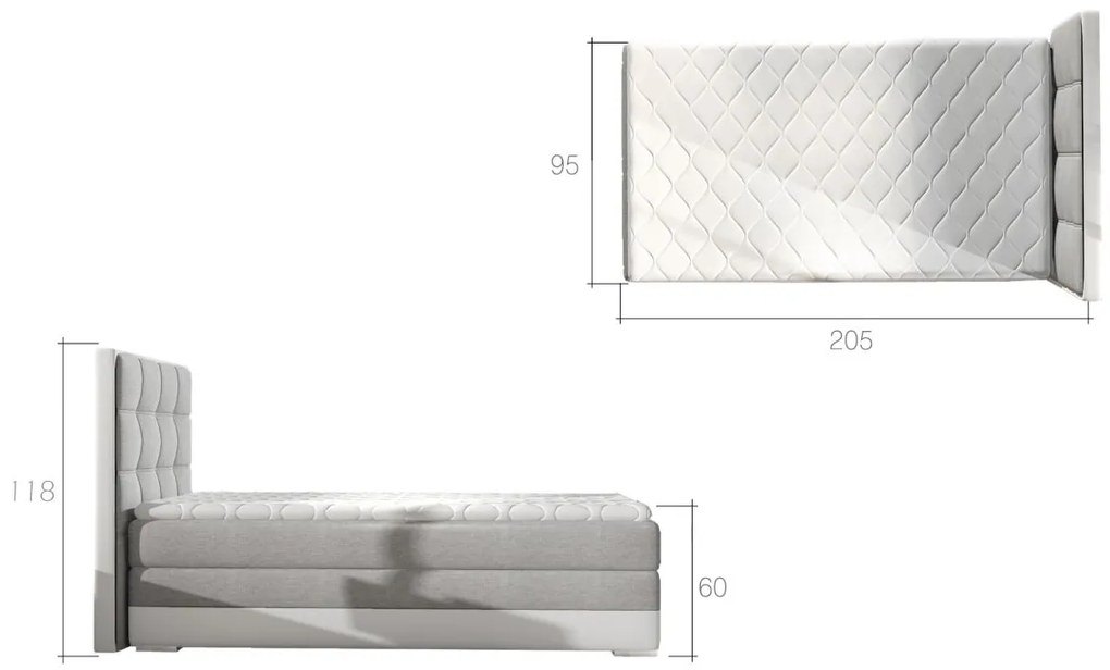 postel boxspring ASTER, 90x200cm, Inari 96/ Soft eko 29, levá strana