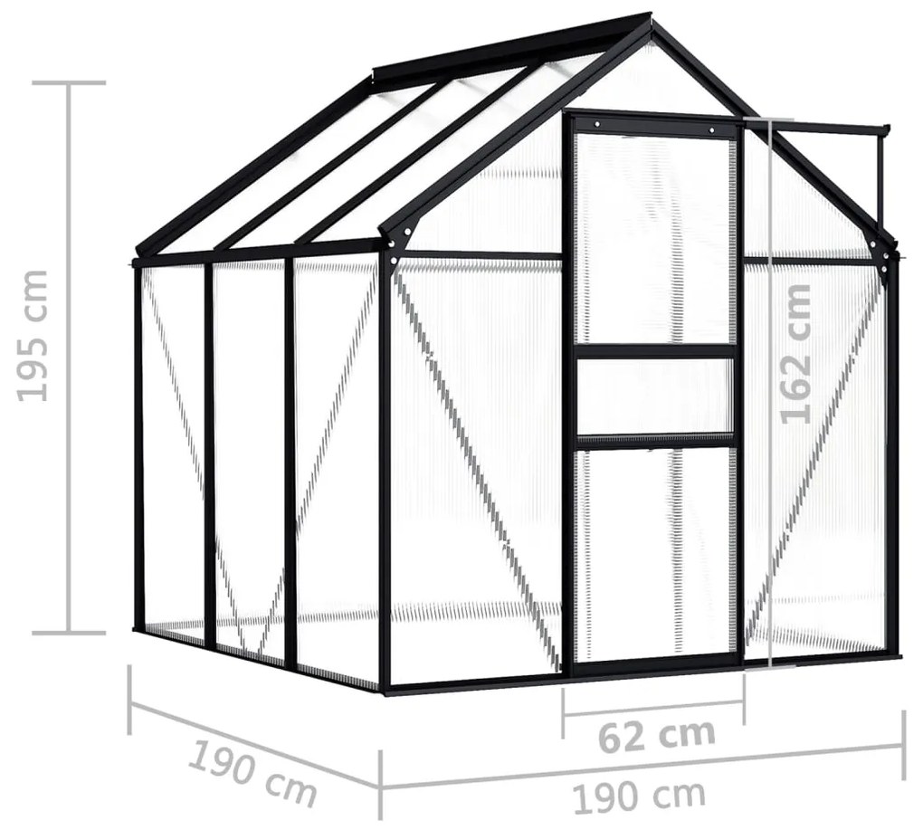 Skleník antracitový hliníkový 3,61 m² - Default Title