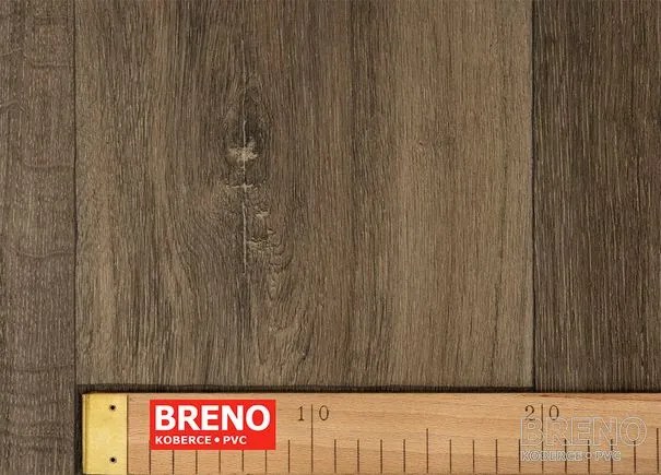 Breno PVC PURETEX Lime Oak 661D – tmavé dřevo, šíře 400 cm