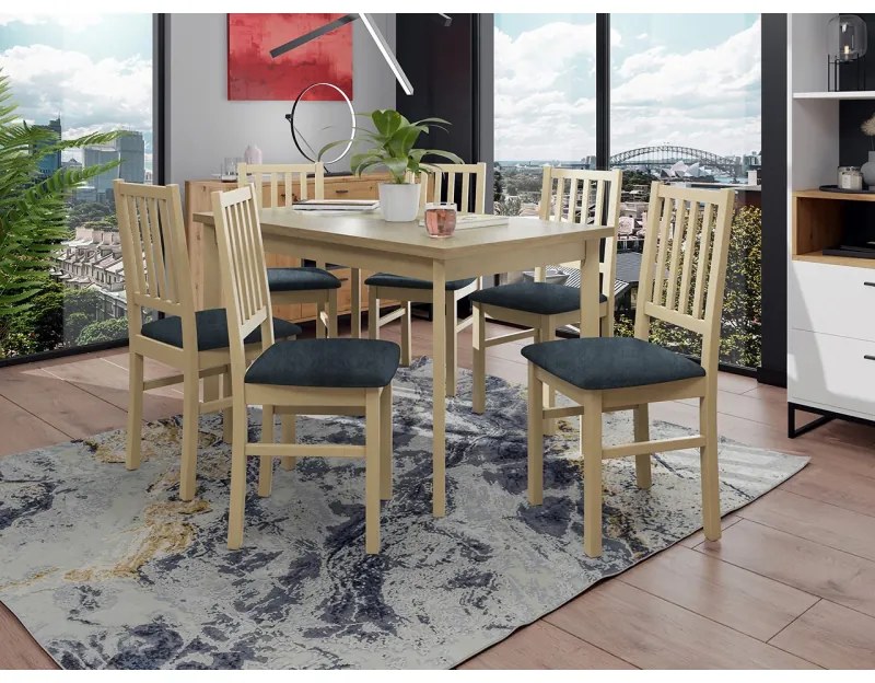 Rozkládací jídelní stůl se 6 židlemi AL15, Barva dřeva: sonoma-L, Potah: Soro 28