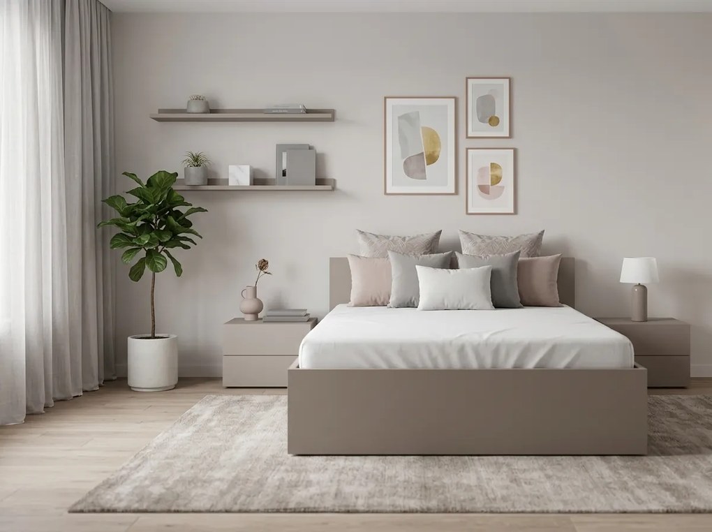 Postel SOFIA 120 x 200 cm, kašmírově béžová Rošt: S lamelovým roštem, Matrace: Matrace Coco Maxi 20 cm