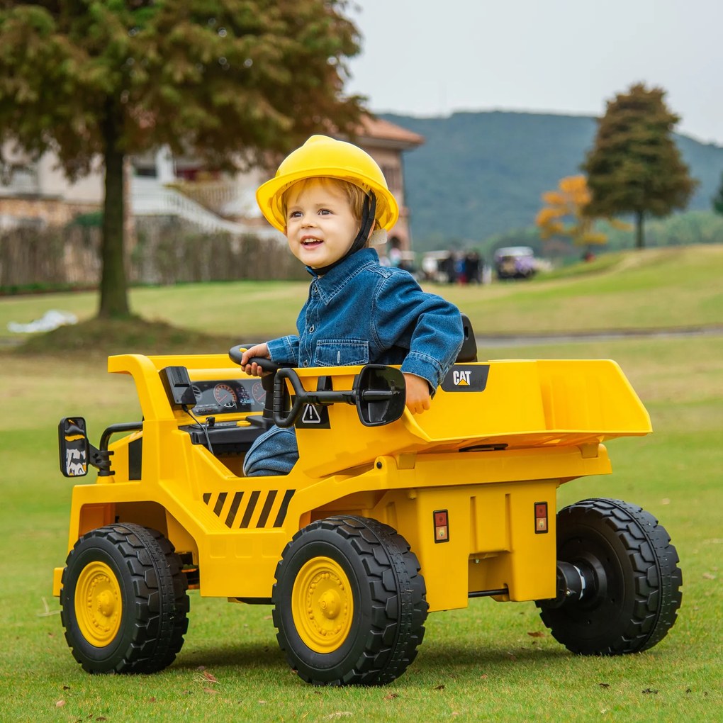 AIYAPLAY dětský elektrický bagr, nosnost 30 kg, s dálkovým ovládáním, lžící, lopatou, reproduktorem, světlometem, pro 3-7 let, žlutý