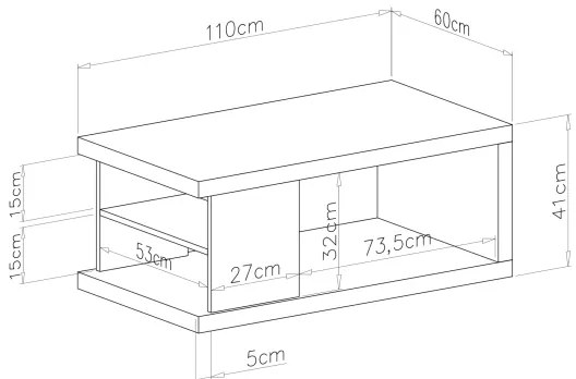 Konferenční stůl s policí a úložným prostorem LORA béžová/černá