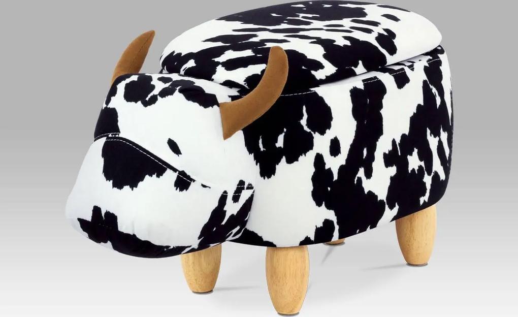 Taburet kráva s úložným prostorem, látka, masiv TAB-201 Art | BIANO