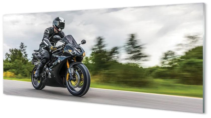 akrylový obraz Motocykl silnice mraky nebe 120x60 cm