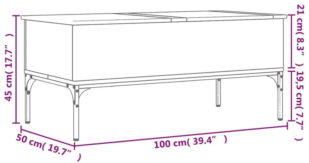 Konferenční stolek hnědý dub 100 x 50 x 45 cm kompozit a kov - Default Title