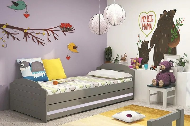 Dětská postel LILI se šuplíkem 200 cm - barva grafit