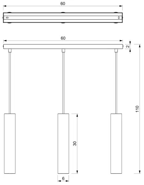 Lustr na lanku RAITO 3xGU10/8W/230V mosaz