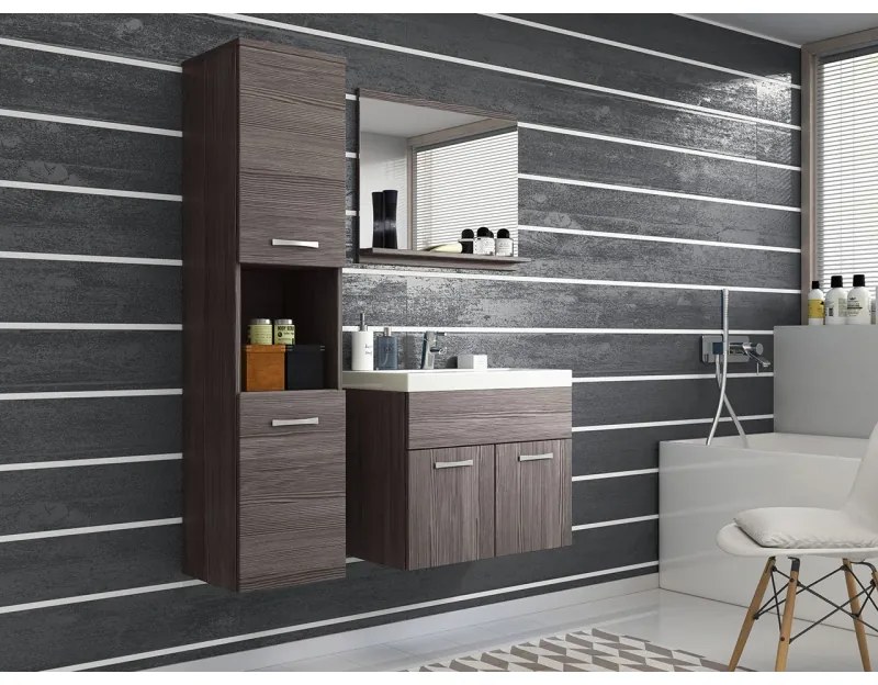 Koupelnový nábytek Floryna, Barva: bílá + šedý lesk, Sifon k umyvadlu: ano, Baterie: Platino BCZ 020M