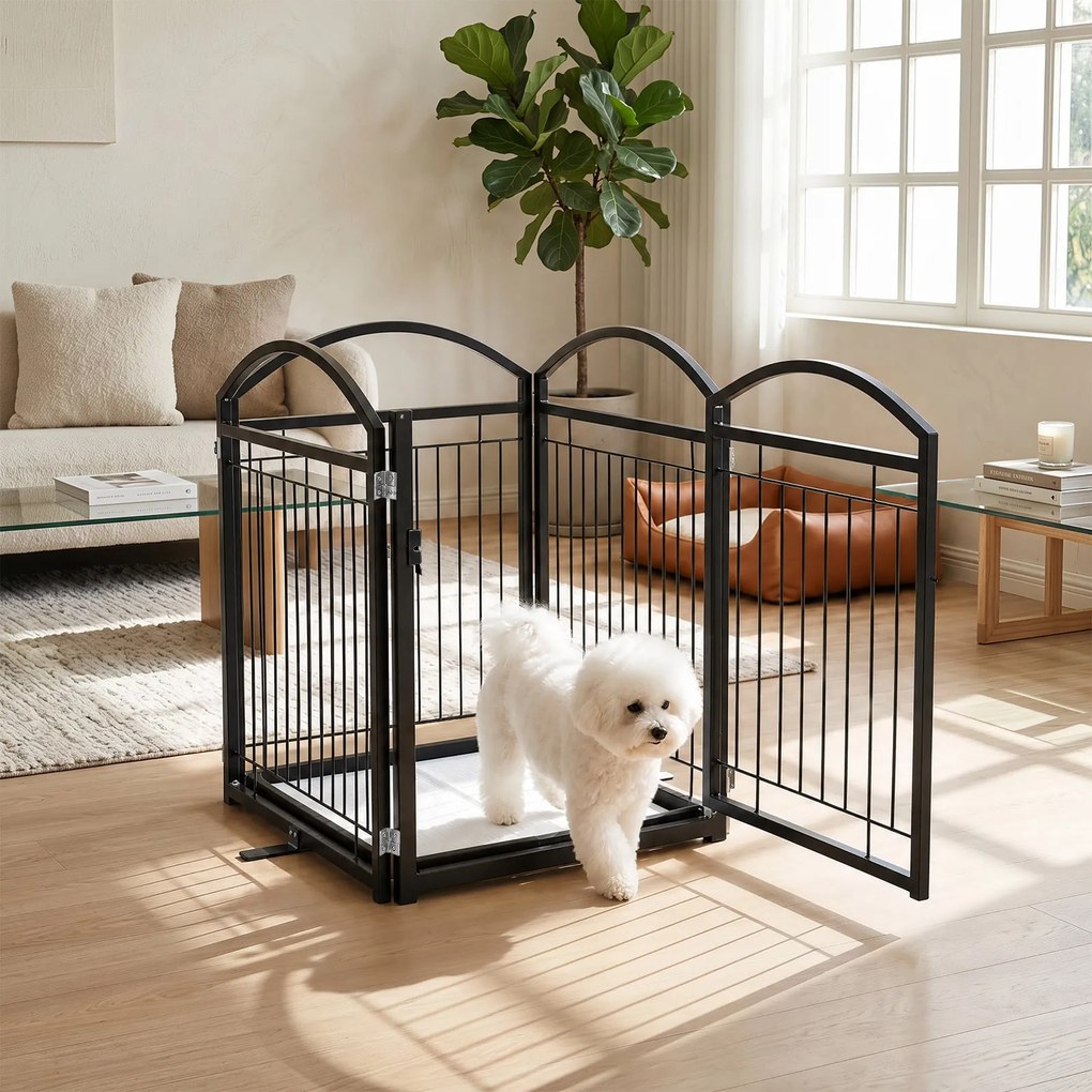 Costway Brána pro psy 81 cm vysoká zábrana skládací 4 panely štěněcí brána volně