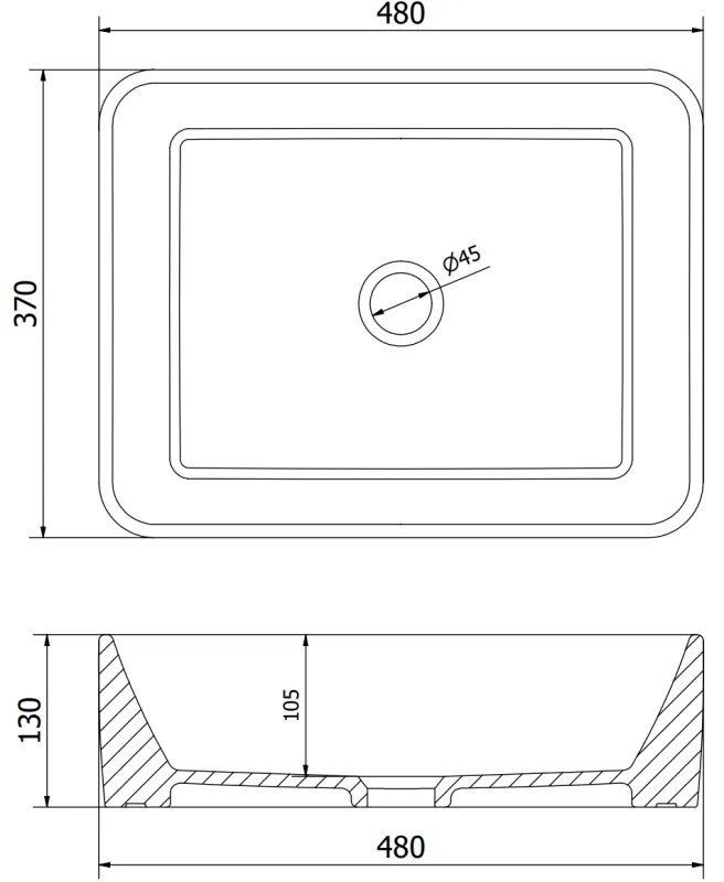 Mexen Catia umyvadlo na desku 48 x 37 cm, Matná černá/zlatý geometrický vzor - 21314877