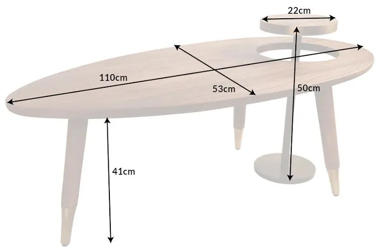 Massive home | Konferenční stolek GATSBY 110cm retro styl mango hnědá zlatá