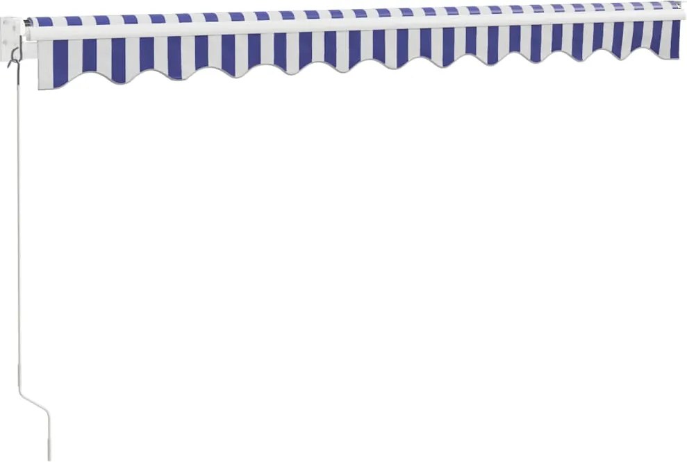Zatahovací markýza modrá a bílá 3,5 x 2,5 m textil a hliník 3154422
