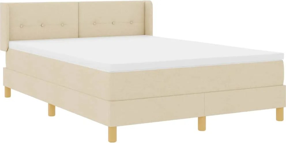 Postel s boxspringem s čelo Krémová 190 x 140 cm textil 3341291