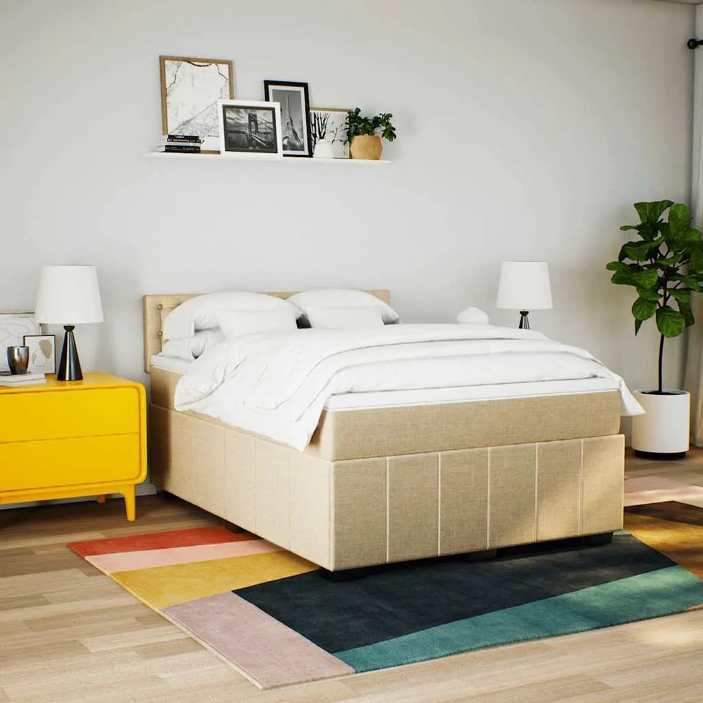 Box spring postel s matrací krémová 140x190 cm textil 3287082