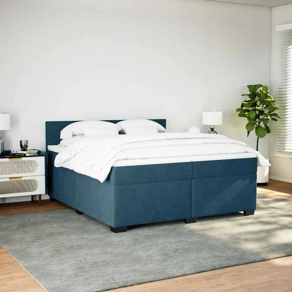Box spring postel s matrací modrá 200 x 200 cm samet 3286406