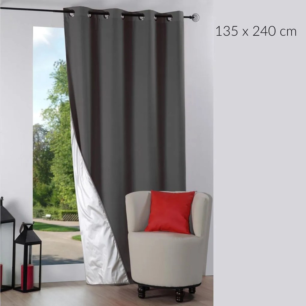 Termoizolační závěs s kroužky NELSON, 135 x 240 cm, antracitový