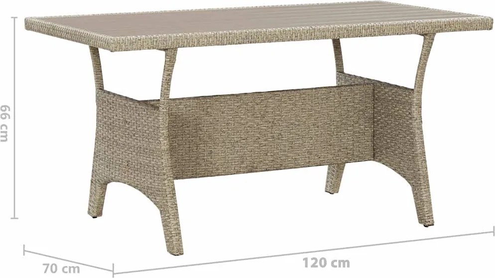 Zahradní stůl šedý 120 x 70 x 66 cm polyratan 316583
