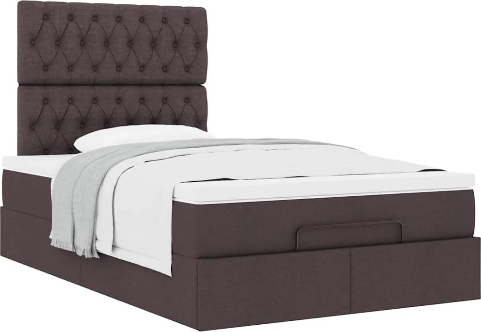 Osmanský rám postele s matrací tmavě šedá 120x200cm textil 3313233