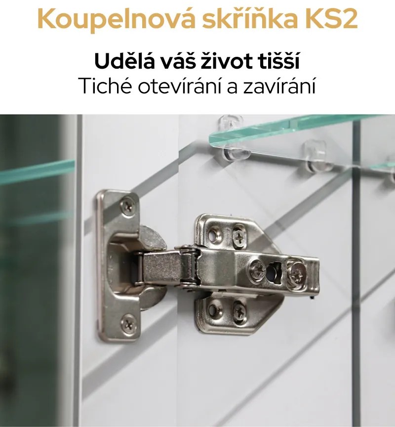 Bezdoteku Koupelnová skříňka dvoudveřová se zrcadlem a LED osvětlením KS2