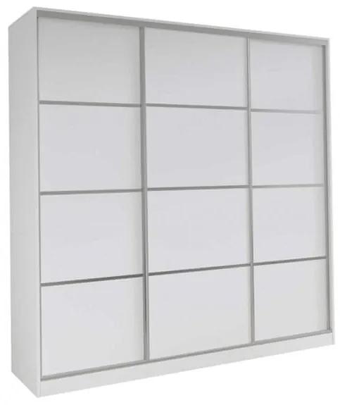 Nejlevnější nábytek Šatní skříň LITOLARIS 200 bez zrcadla, se 4 šuplíky a 2 šatními tyčemi, bílý mat