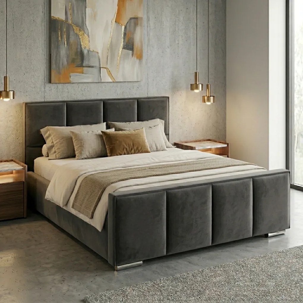 Eka Čalouněná postel Passion - Fresh 120x200 cm Barva látky - Fresh: Zelenošedá (Fresh 16), Úložný prostor: S kovovým rámem úložného prostoru