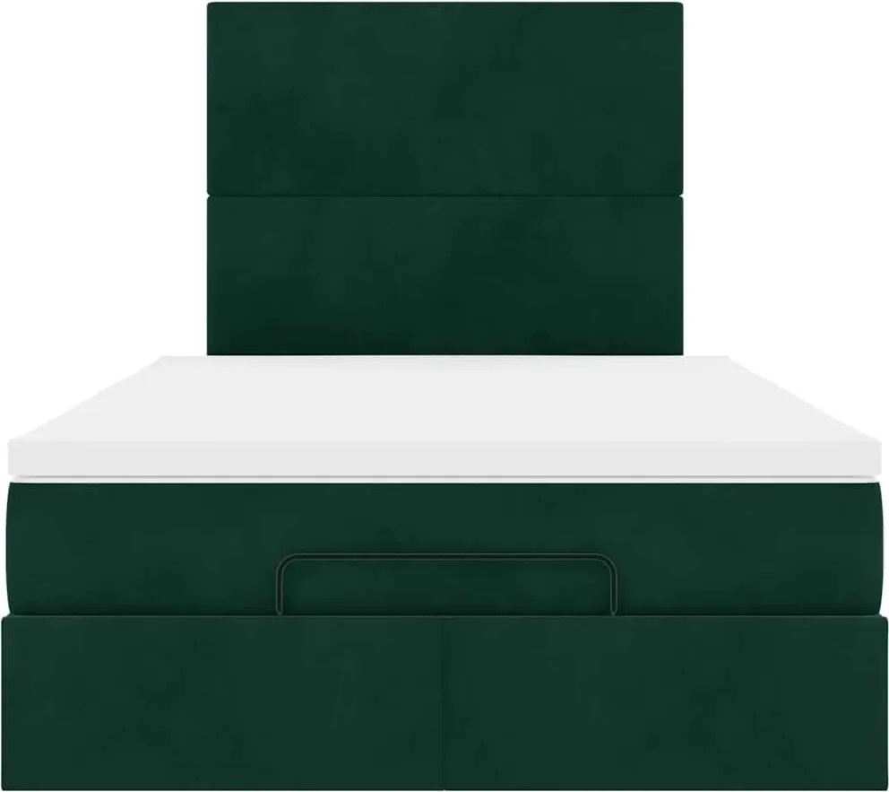 Osmanský rám postele s matracemi tmavě zelená 120x200cm samet 3313394