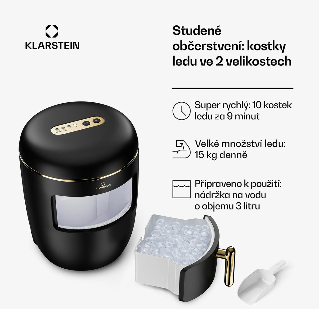 Klarstein Passau , výrobník ledu, 15 kg/24 h, 2 velikosti, Auto-Clean