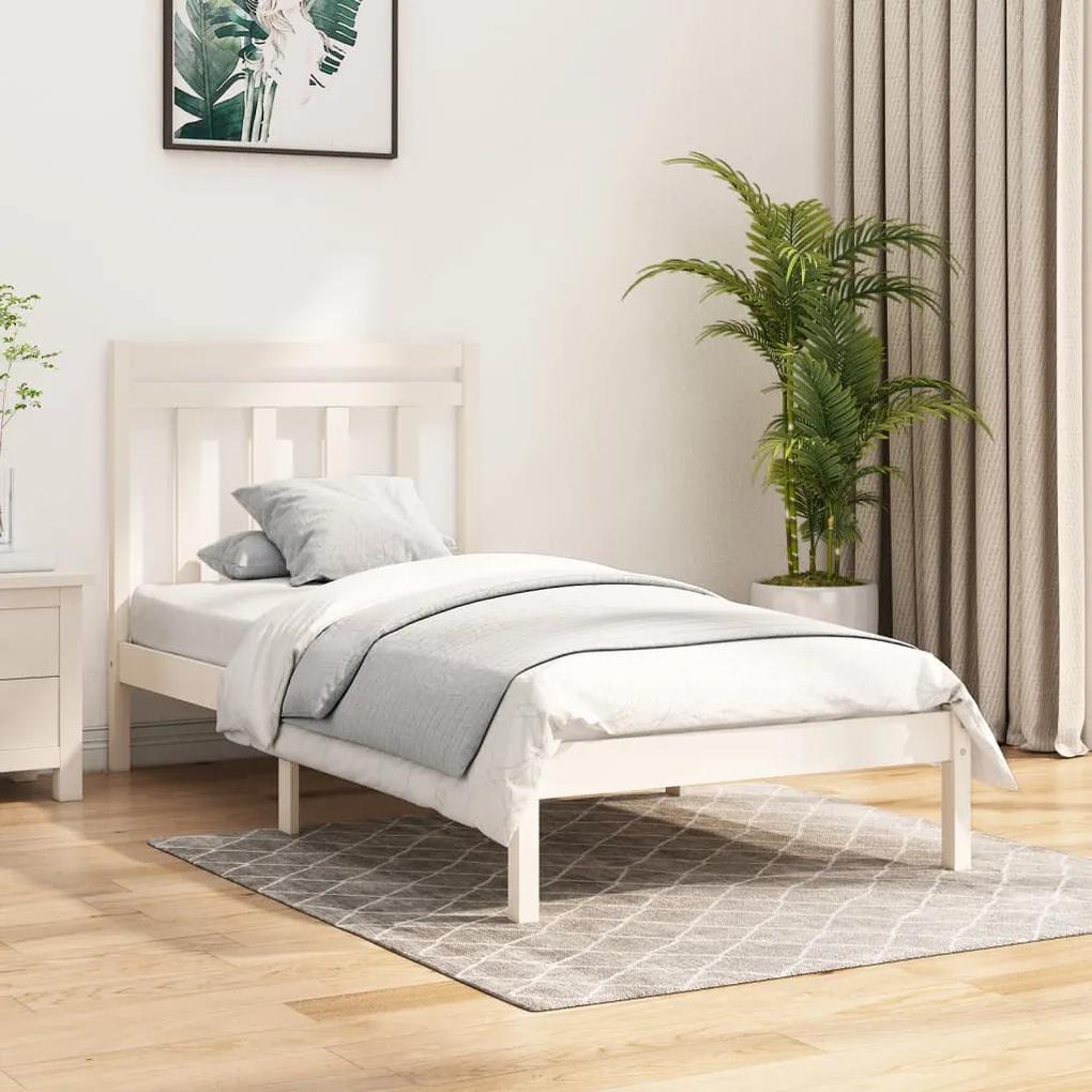 Rám postele bílý masivní dřevo 90 x 190 cm jednolůžko - Default Title