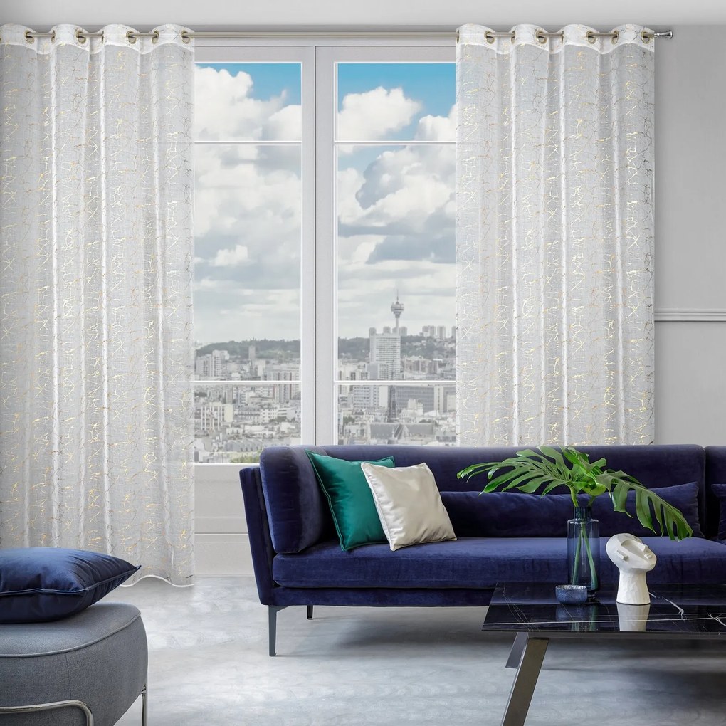 ZÁCLONA NA KROUŽČÍCH REVA1 140X250 CM VZOROVANÁ