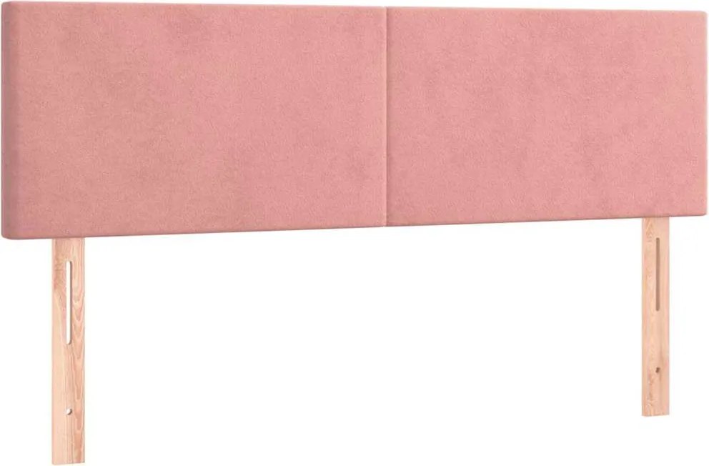 Box spring postel s matrací a LED růžová 140x190 cm samet 3134284