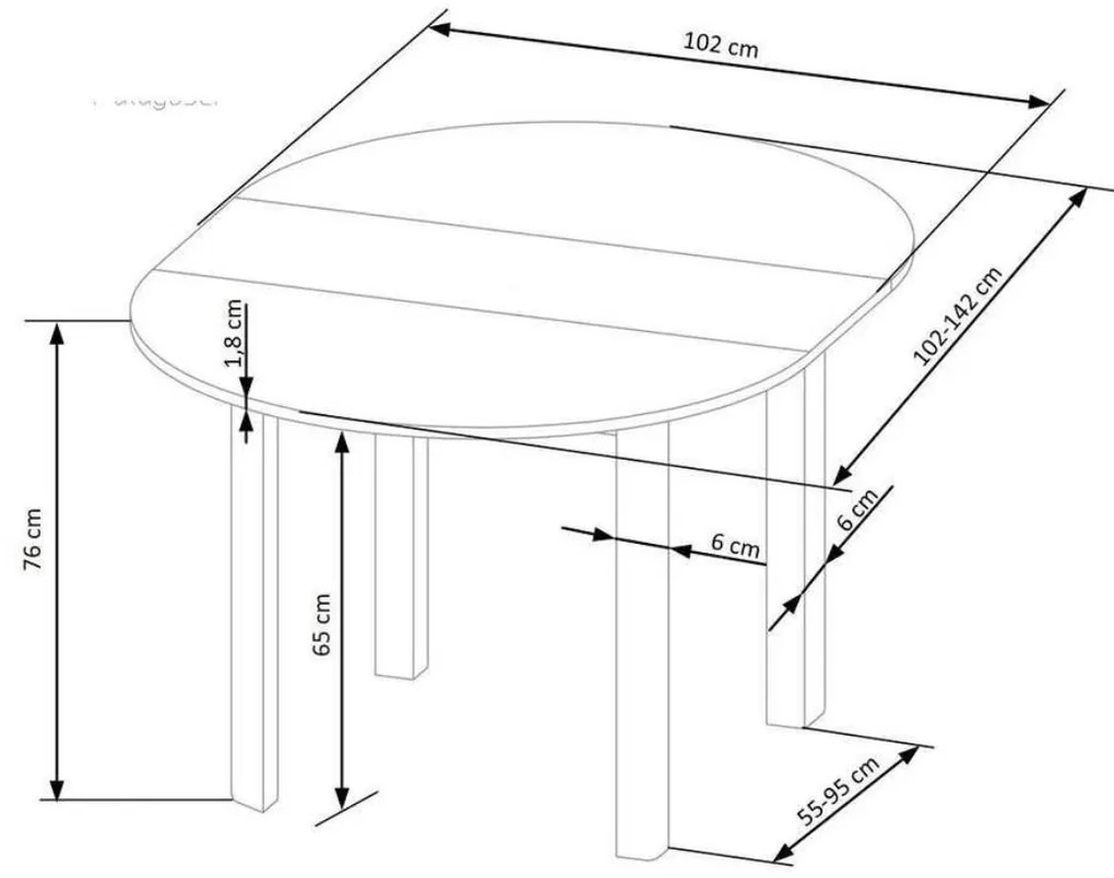 Rozkládací jídelní stůl Ringo 102/142 cm kašmírový/černý