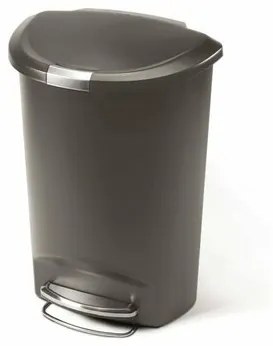 Pedálový odpadkový koš Simplehuman – 50 l, půlkulatý, plast, šedý