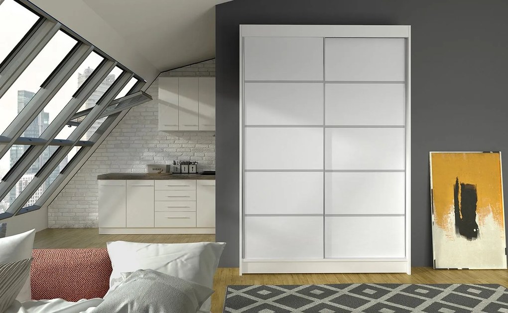 Moderní šatní skříň LINH 4 - šířka 120 cm, bílá