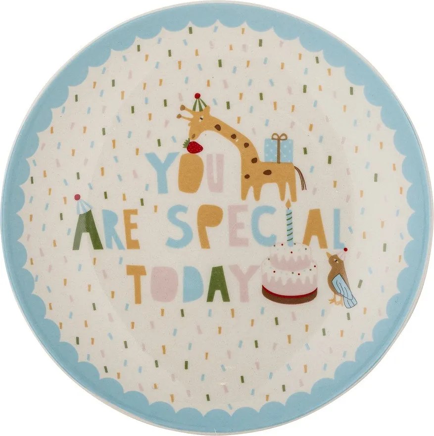 Světle modrý/krémový dětský talíř z kameniny ø 16 cm Celebrate – Bloomingville Mini